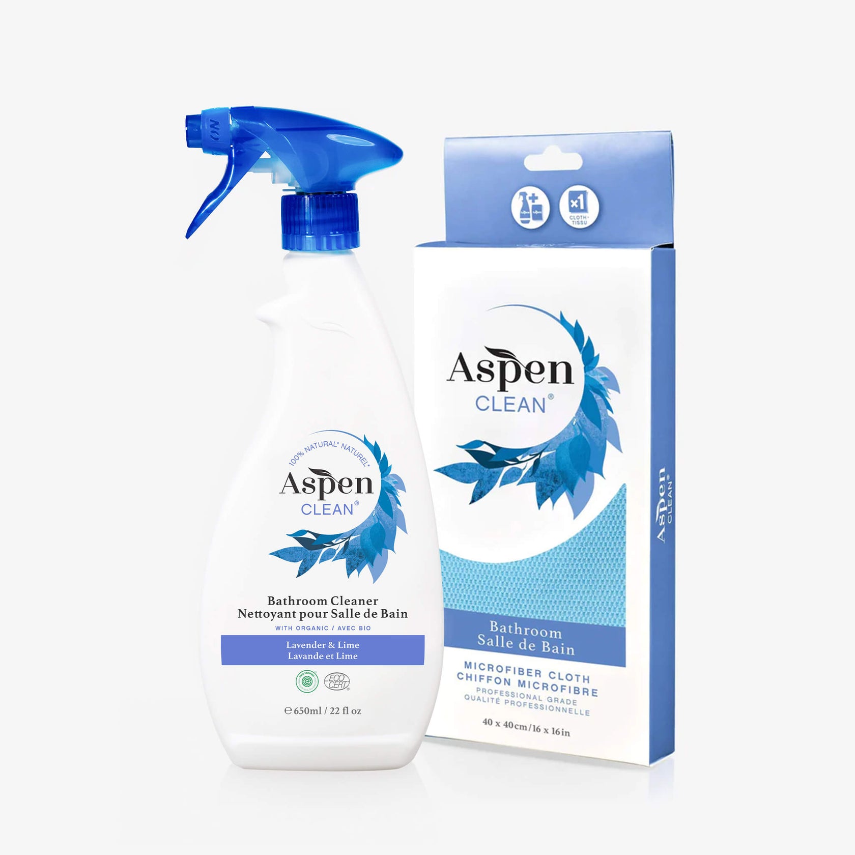 Natural Bathroom Cleaner with Microfiber Cloth - AspenClean